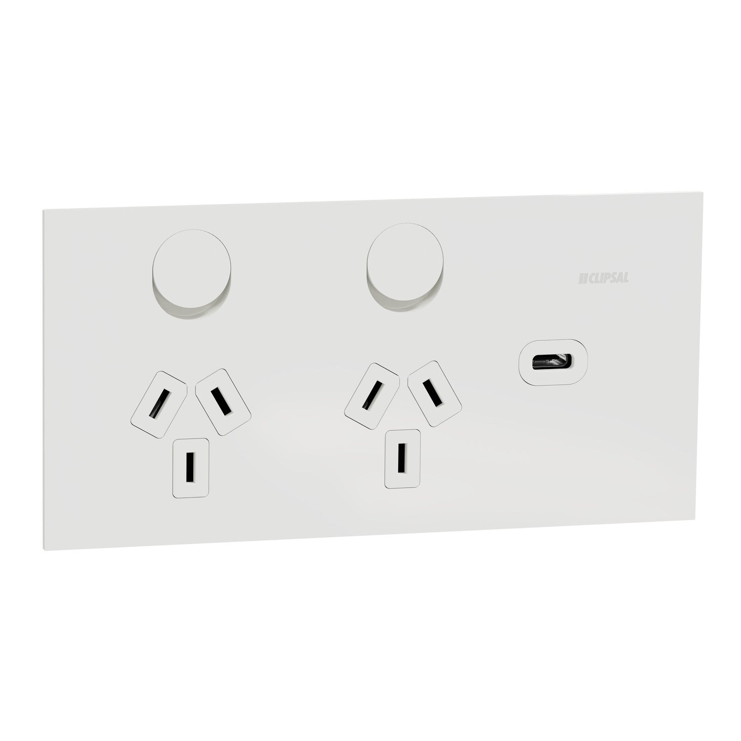 Clipsal Double Switch Power Point, Clipsal Solis T Series, with USB C