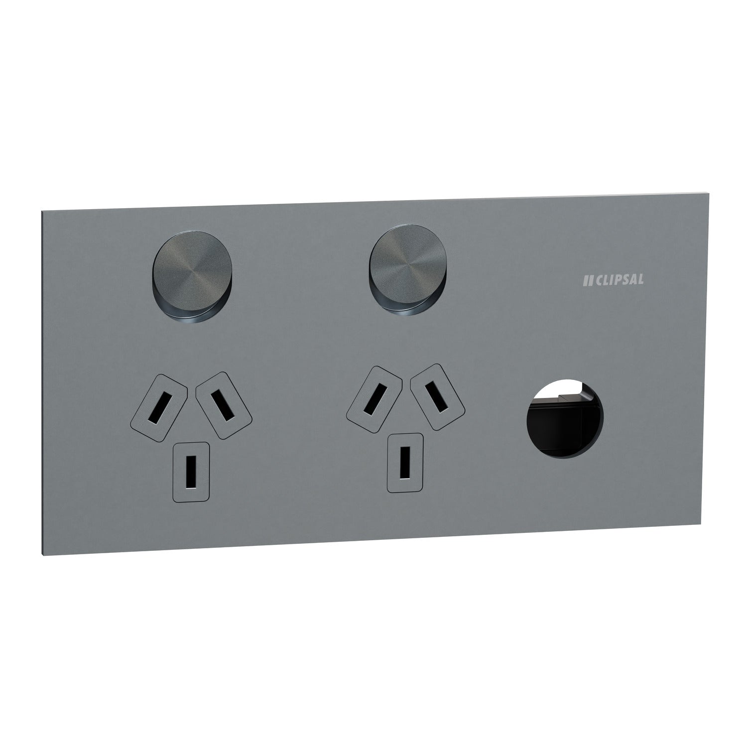 Clipsal Double Switch Power Point, Clipsal Solis T Series, Horizontal