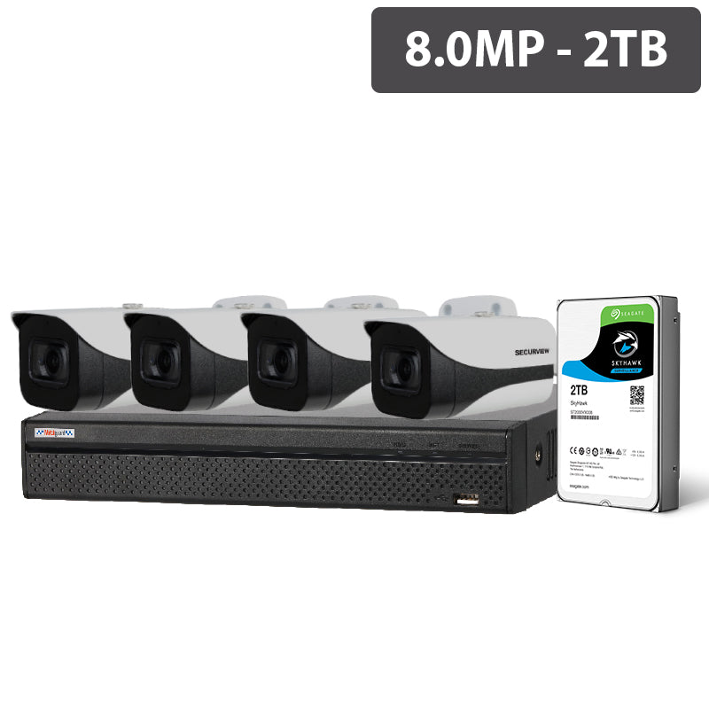 RhinoCo Compact 8 Channel 8.0MP HDCVI AI Surveillance Kit (4 x Fixed C