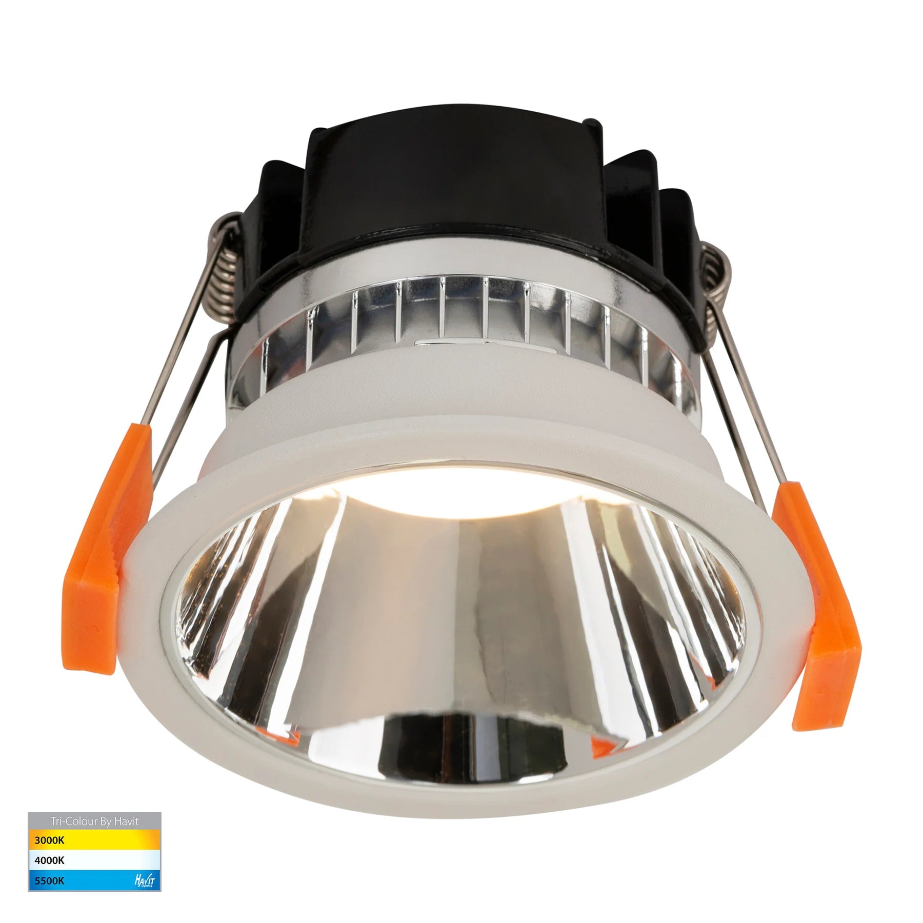 Havit Gleam Fixed Deep LED Downlight Tri - White with Chrome Insert 9W
