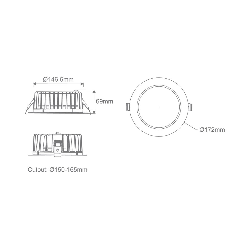 Domus NEO-PRO-REC LED Downlights Tri- Black/ White 13W/ 25W/ 35W IP65 ...